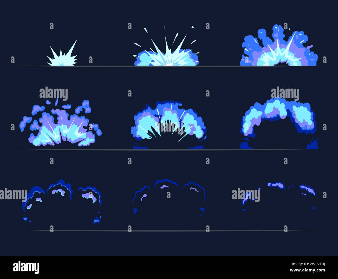 Bomb explosion animation of gas explosion different stages Stock Vector ...