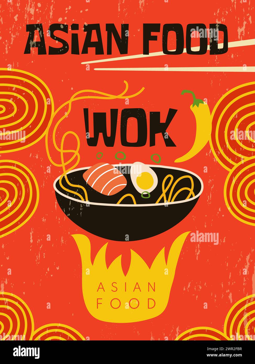 Asian food poster. Placard for restaurant menu with place for text ...