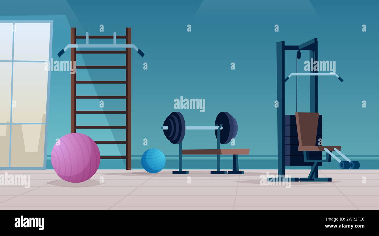 Fitness club sport background with accessories for gym club vector ...