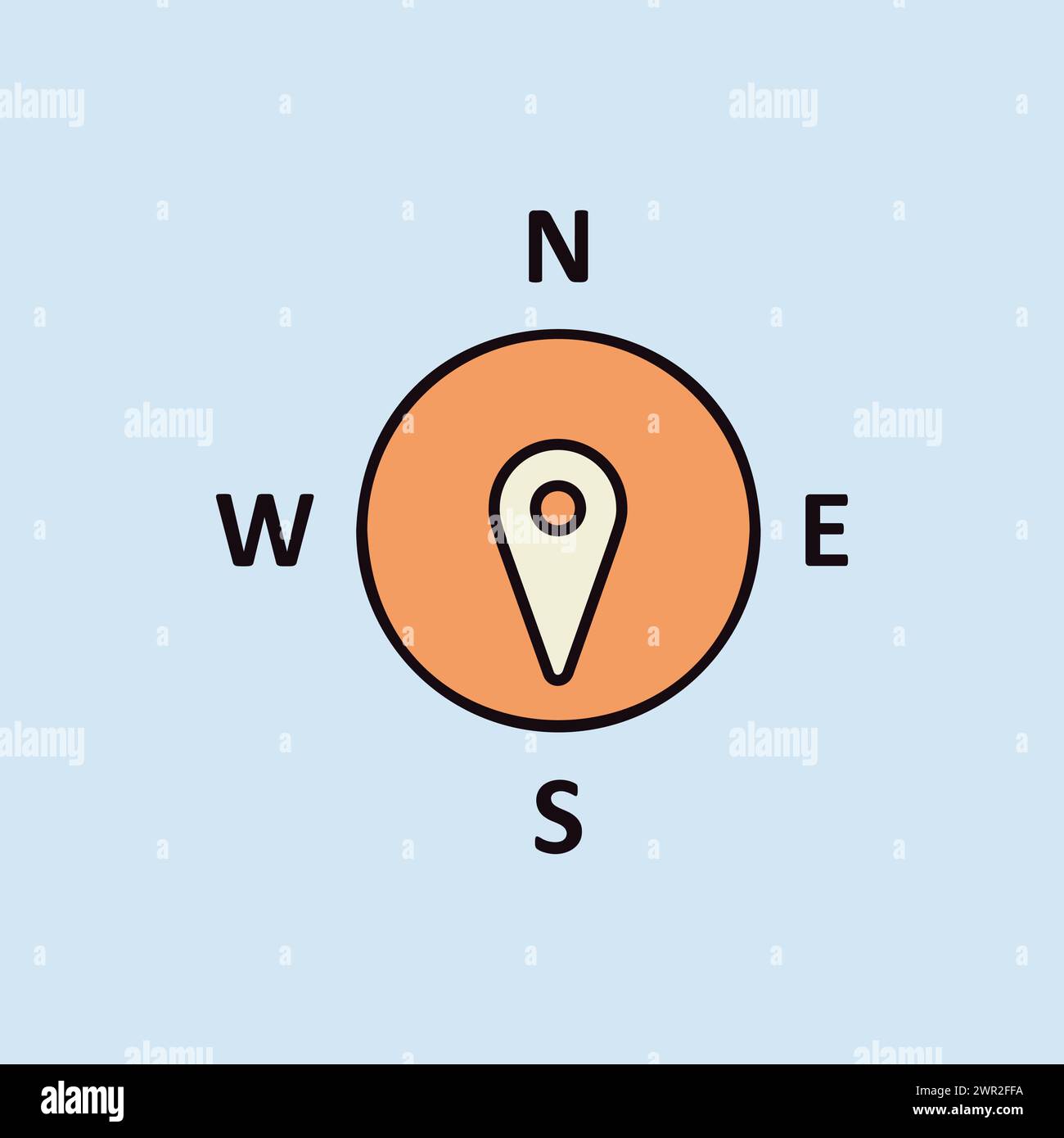Compass wind rose vector icon. Direction south. Meteorology sign. Graph ...