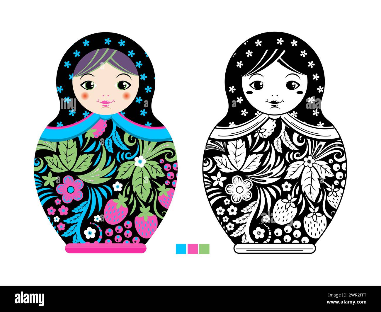 Russian doll authentic russian decorative toy matryoshka vector ...