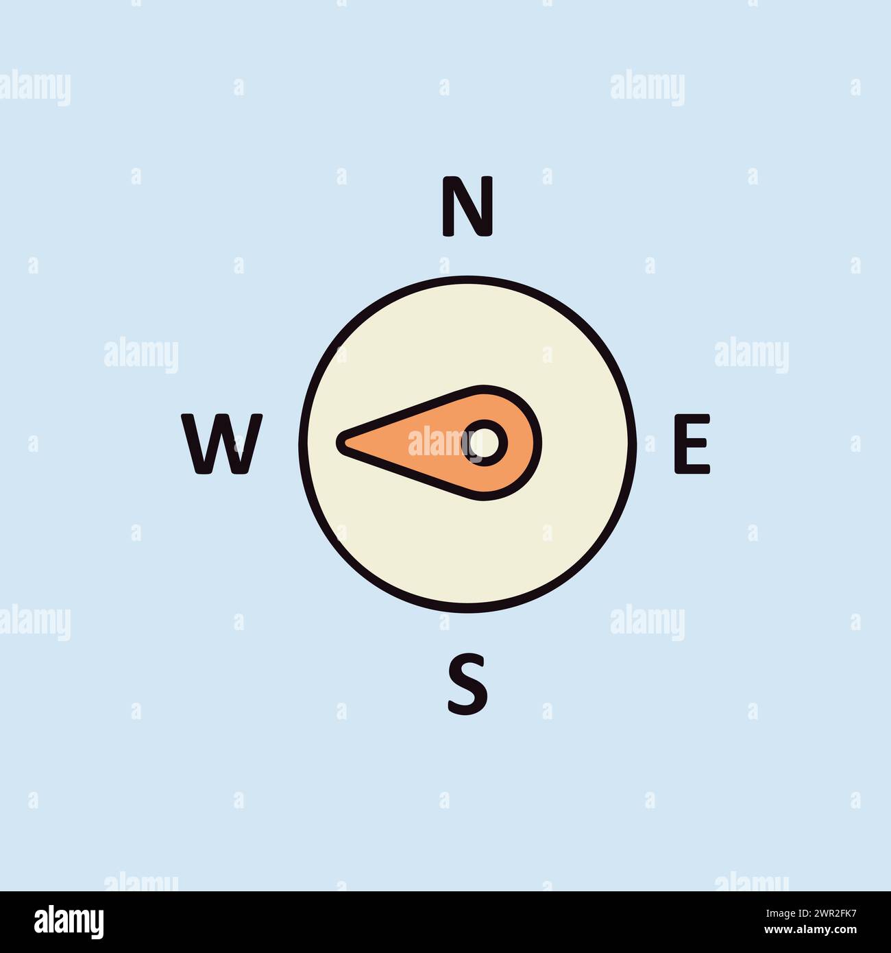 Compass wind rose vector icon. Direction west. Meteorology sign. Graph ...