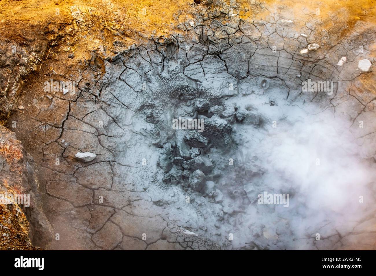 Iceland Geothermal Activity: Close-Up of Mud Volcano Eruption Stock ...