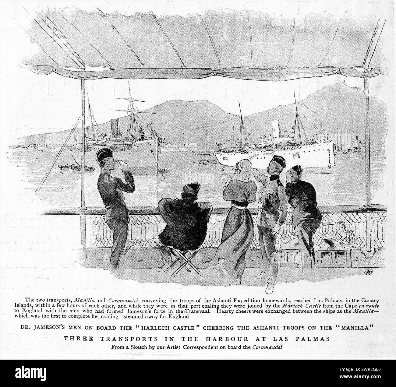 Three british transport ships meet in Las Palmos, 1896 - HMS Manila and ...