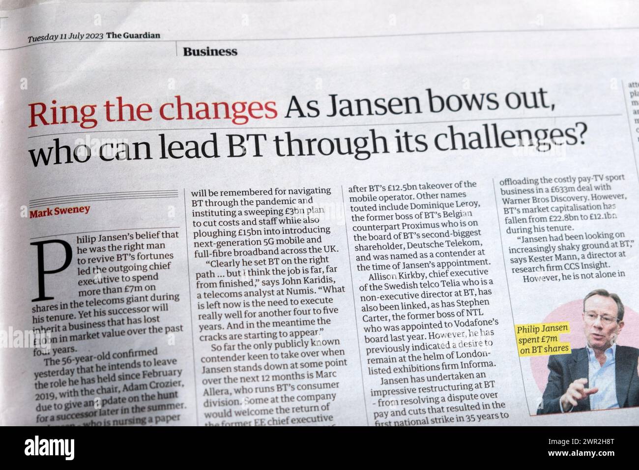 'Ring the changes As 'Philip' Jansen bows out, who can lead BT through its challenges?' Guardian ...