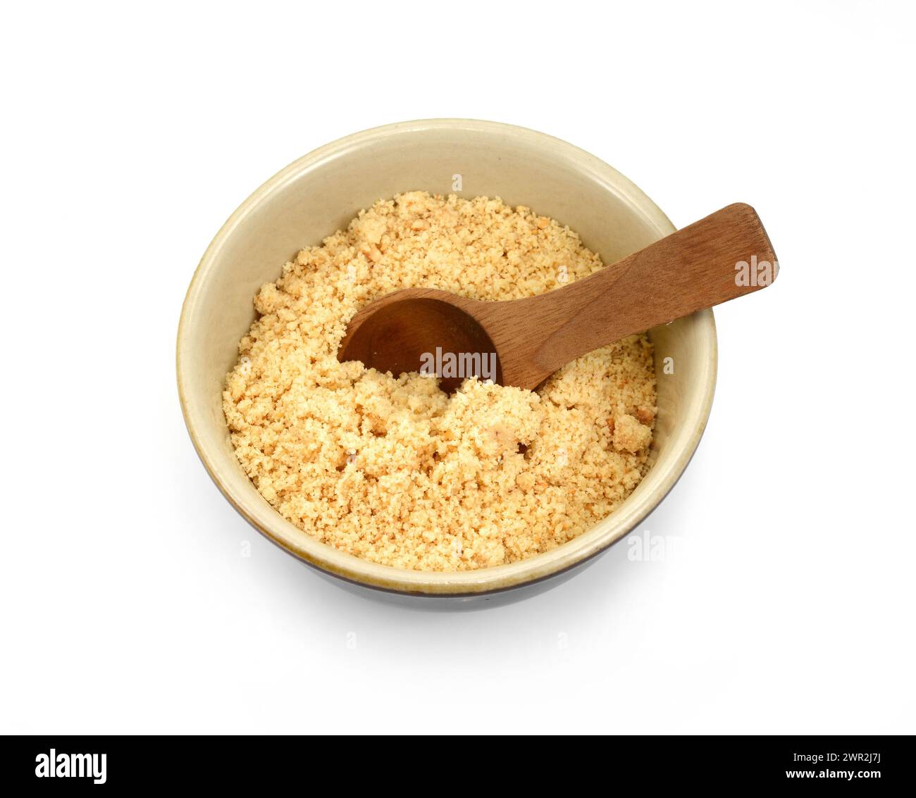 Hazelnut flours isolated on white background. Hazelnut Flours in a bowl ...