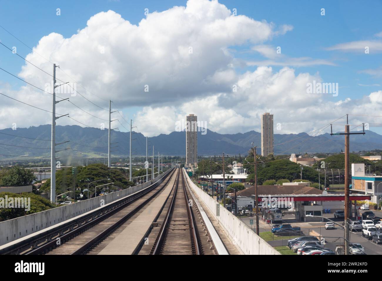 Honolulu, Hawaii, USA - February 24, 2024: View from the Skyline Rail ...