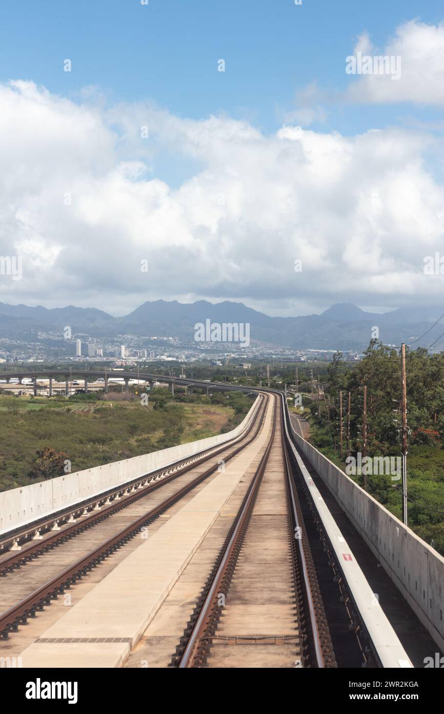 Honolulu, Hawaii, USA - February 24, 2024: View from the Skyline Rail ...