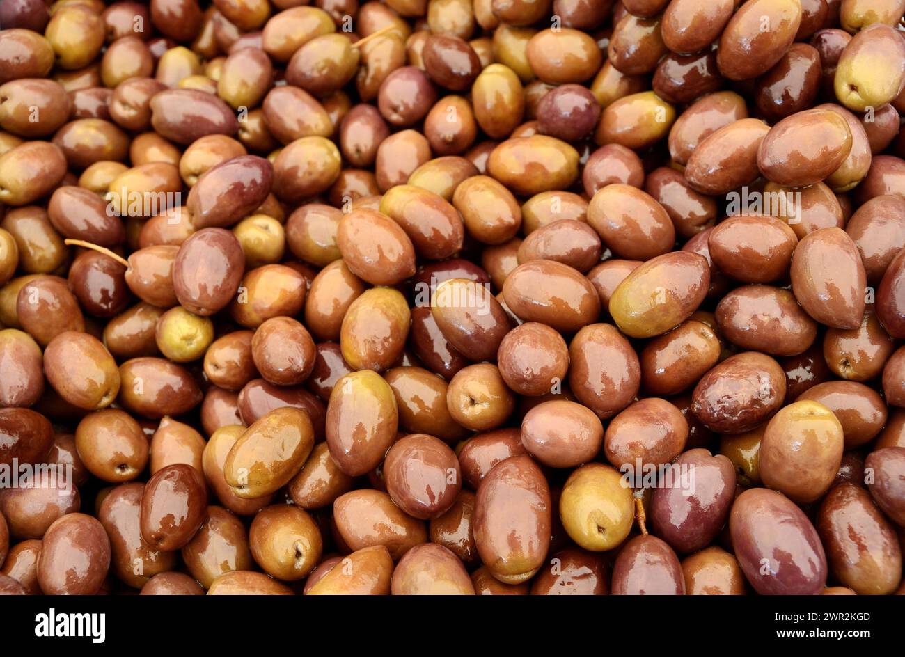 Olives at local market background Stock Photo - Alamy
