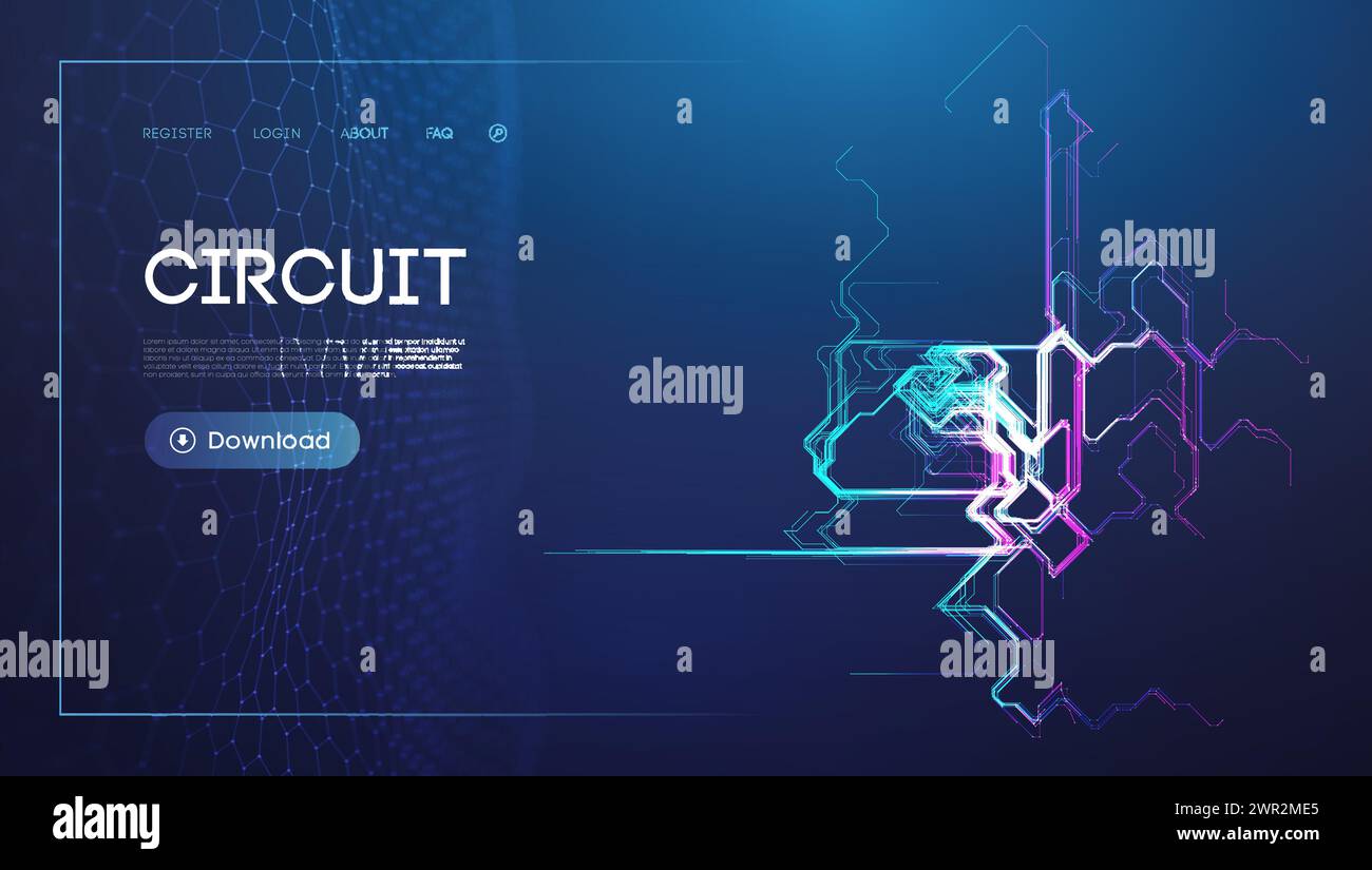Neon Circuit Board Design on Dark Background for Technology Concept ...