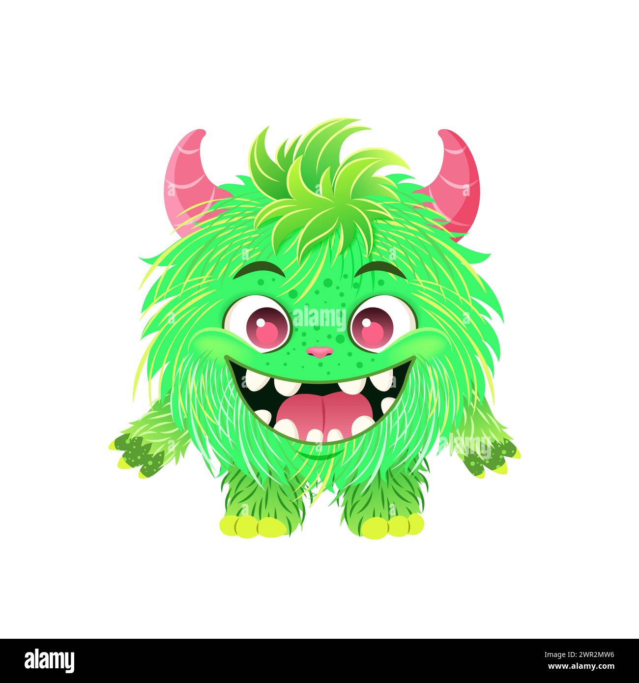 Cute cartoon fluffy monster. Vector clip art Stock Vector Image & Art ...