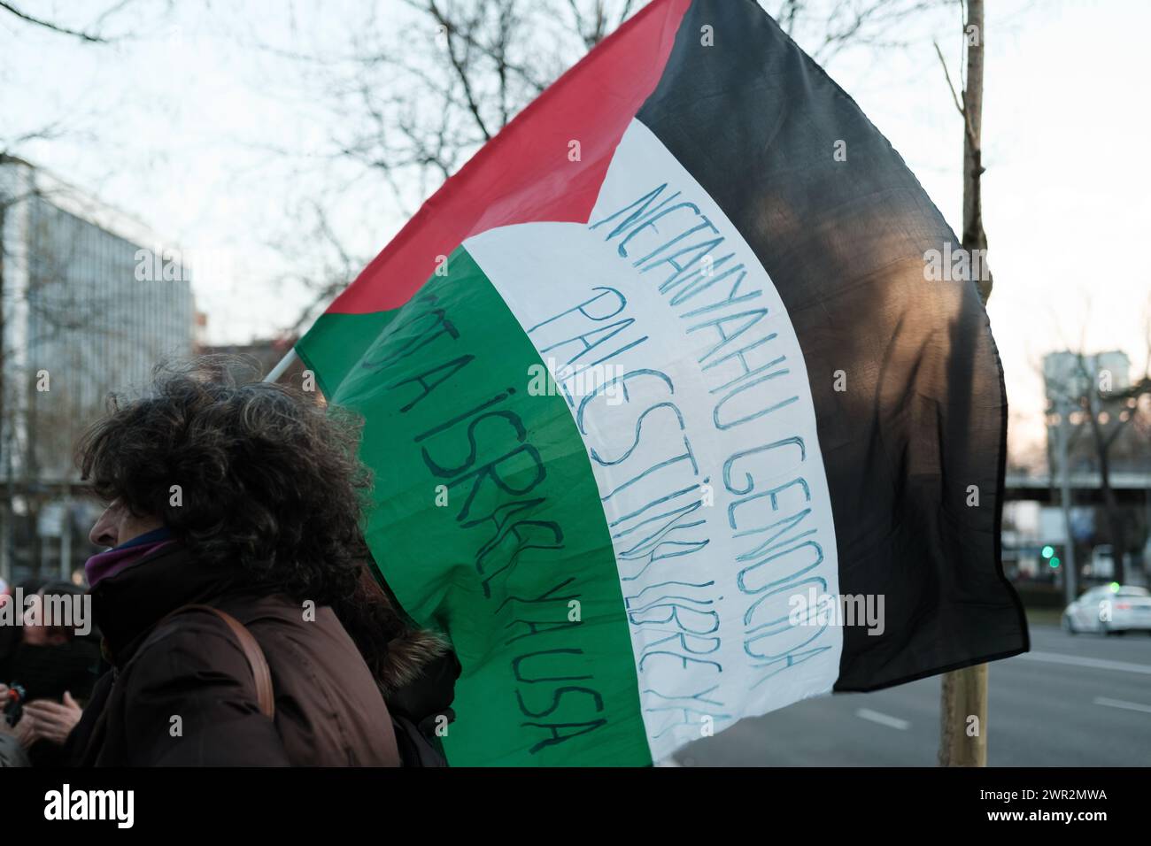 Several people during the solidarity vigil with the Palestinian people ...