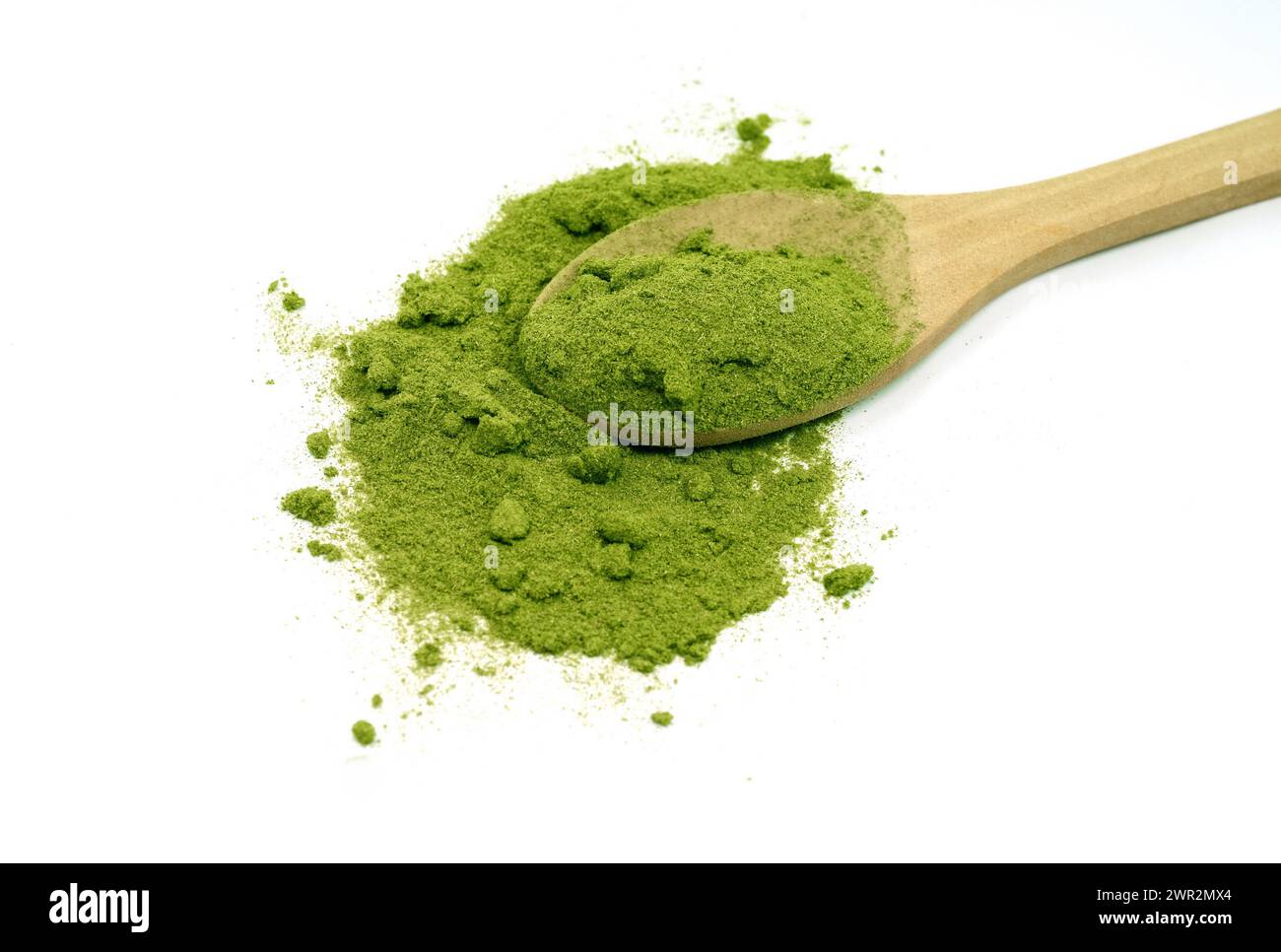 Young green barley powder (Hordeum). Young barley or wheat grass, detox ...