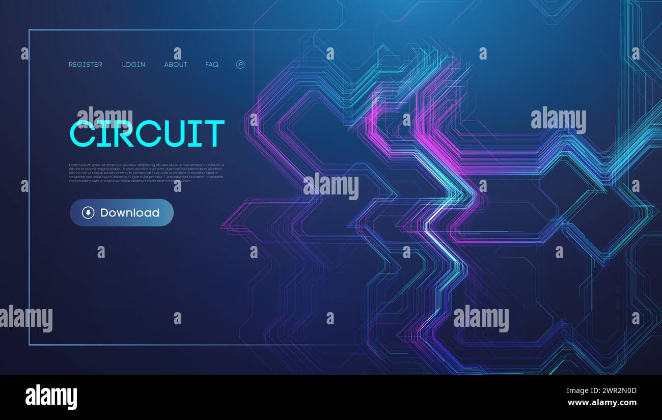 Neon Circuit Board Design on Dark Background for Technology Concept ...