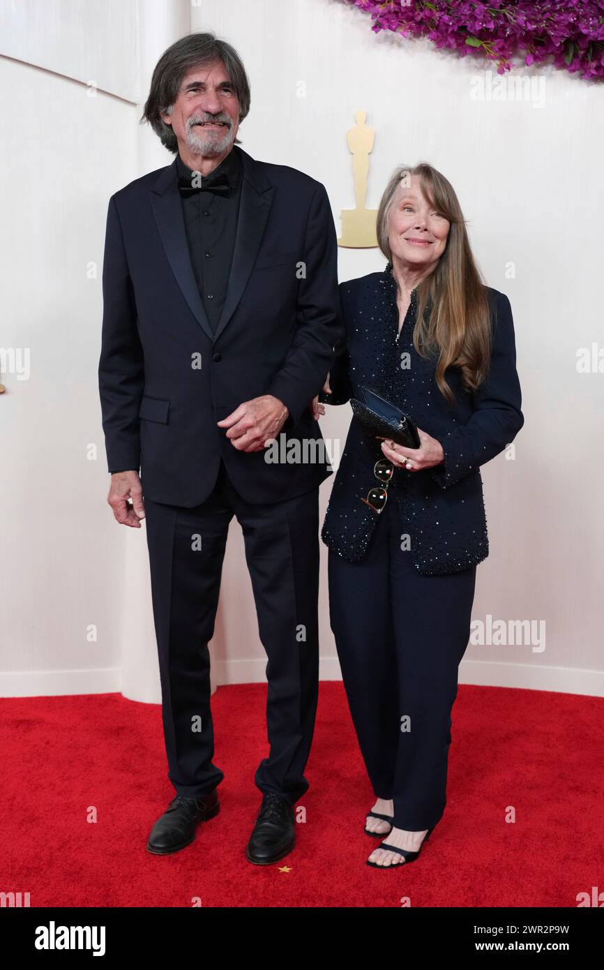 Jack Fisk, left, and Sissy Spacek arrive at the Oscars on Sunday, March ...
