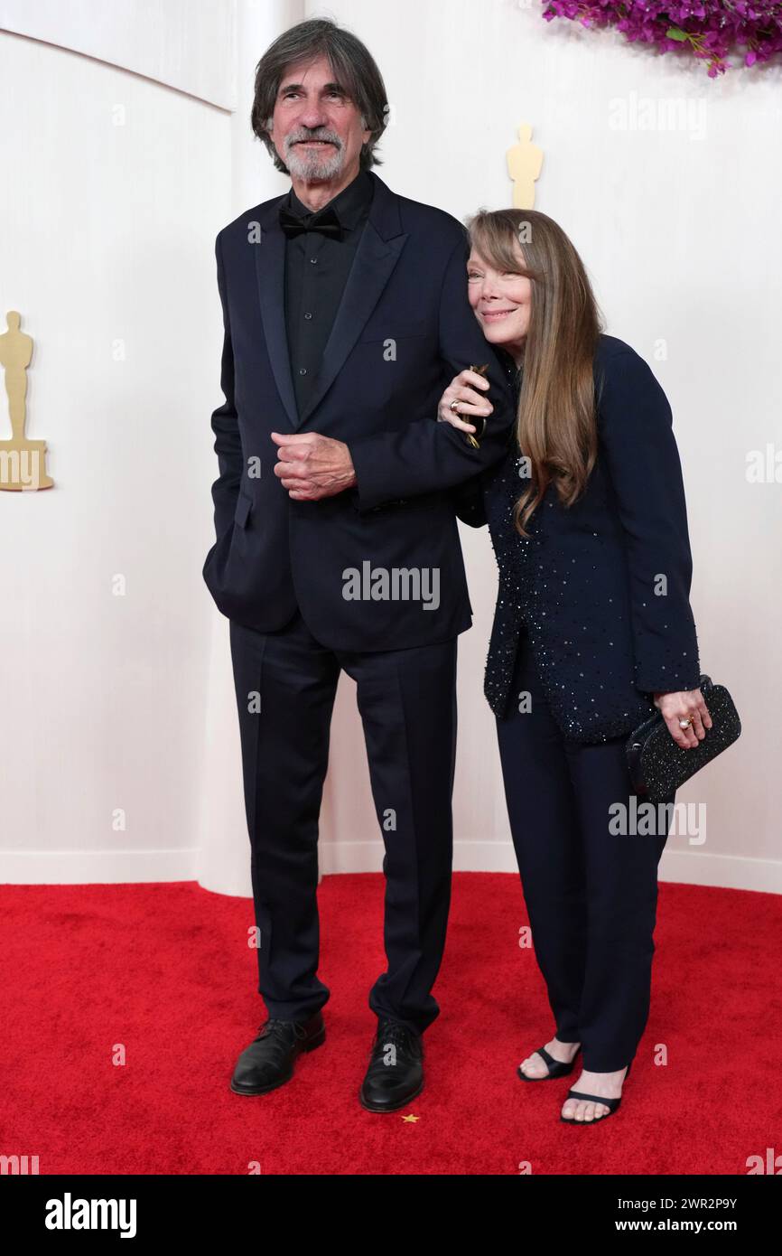 Jack Fisk, left, and Sissy Spacek arrive at the Oscars on Sunday, March ...