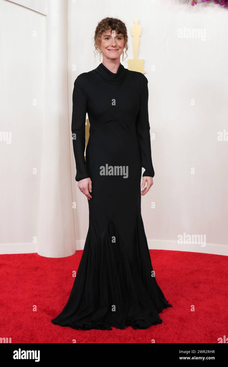 Jerusha Hess arrives at the Oscars on Sunday, March 10, 2024, at the ...