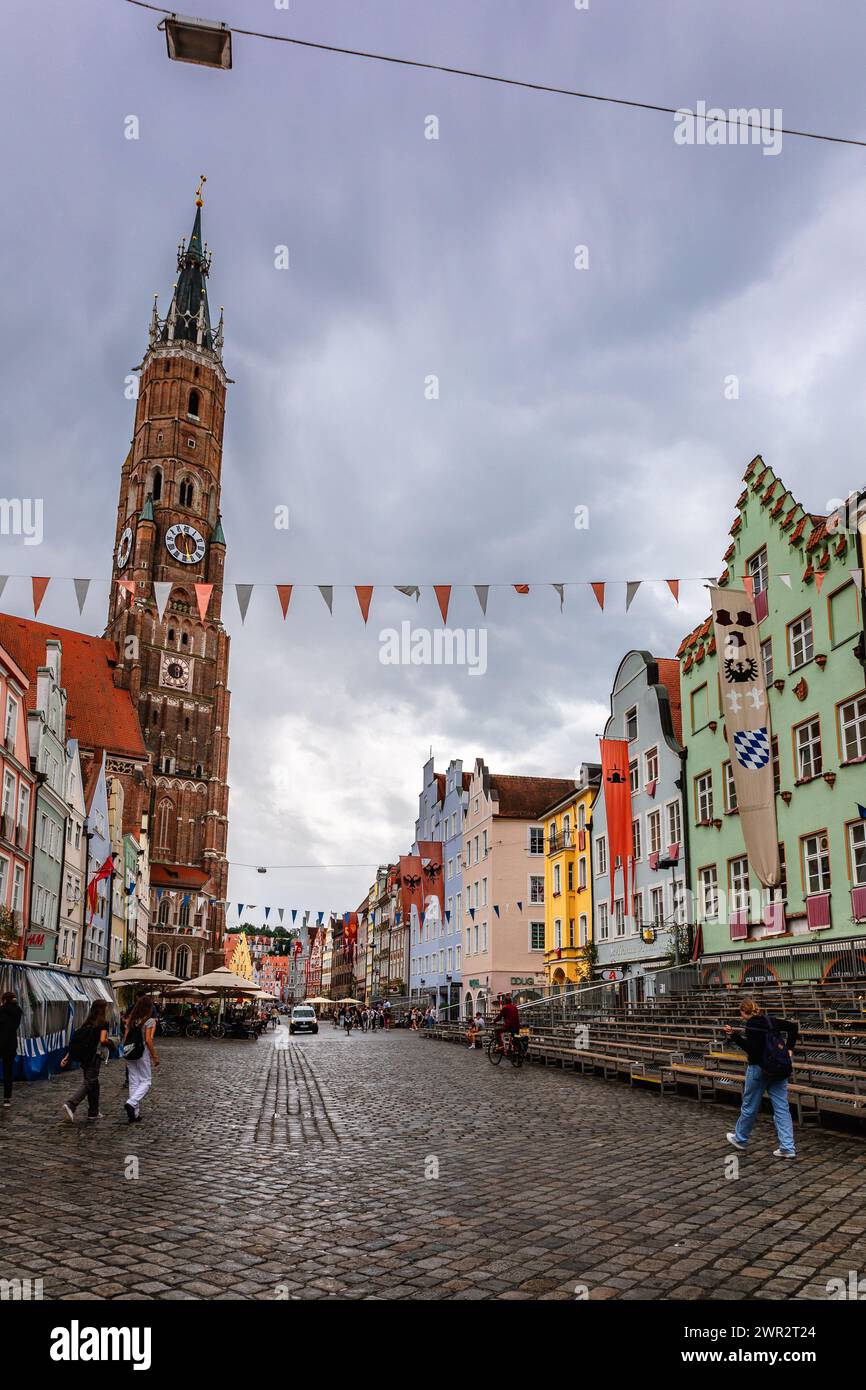 Landshut, Germany - July 24, 2023: Panoramic view of traditional ...
