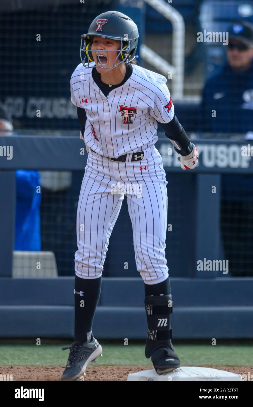Texas Tech infielder Abbie Orrick (11) yells in excitement after a ...