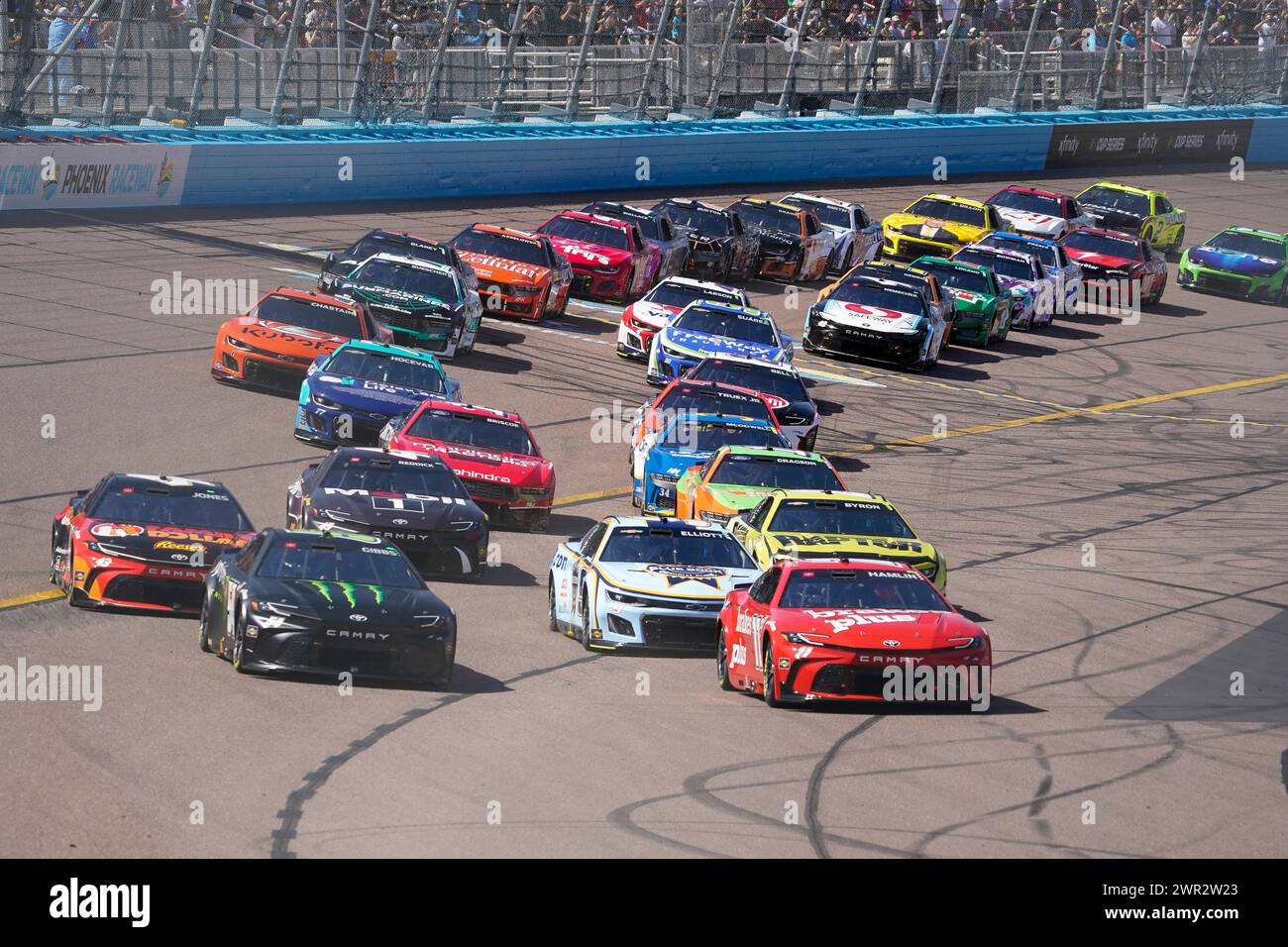 NASCAR Cup Series driver Ty Gibbs (54), left, and Denny Hamlin (11 ...