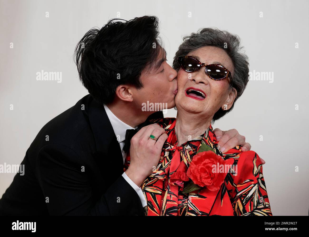 Sean Wang, left, and Chang Li Hua arrive at the Oscars on Sunday, March ...