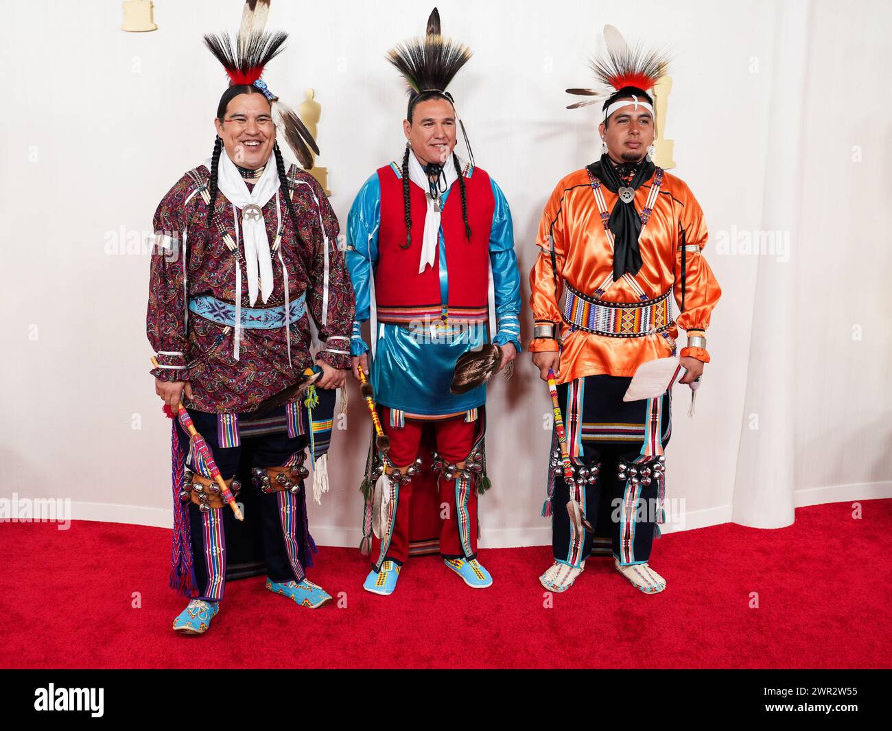 Los Angeles, USA. 10th Mar, 2024. Osage dancers and performers walking ...