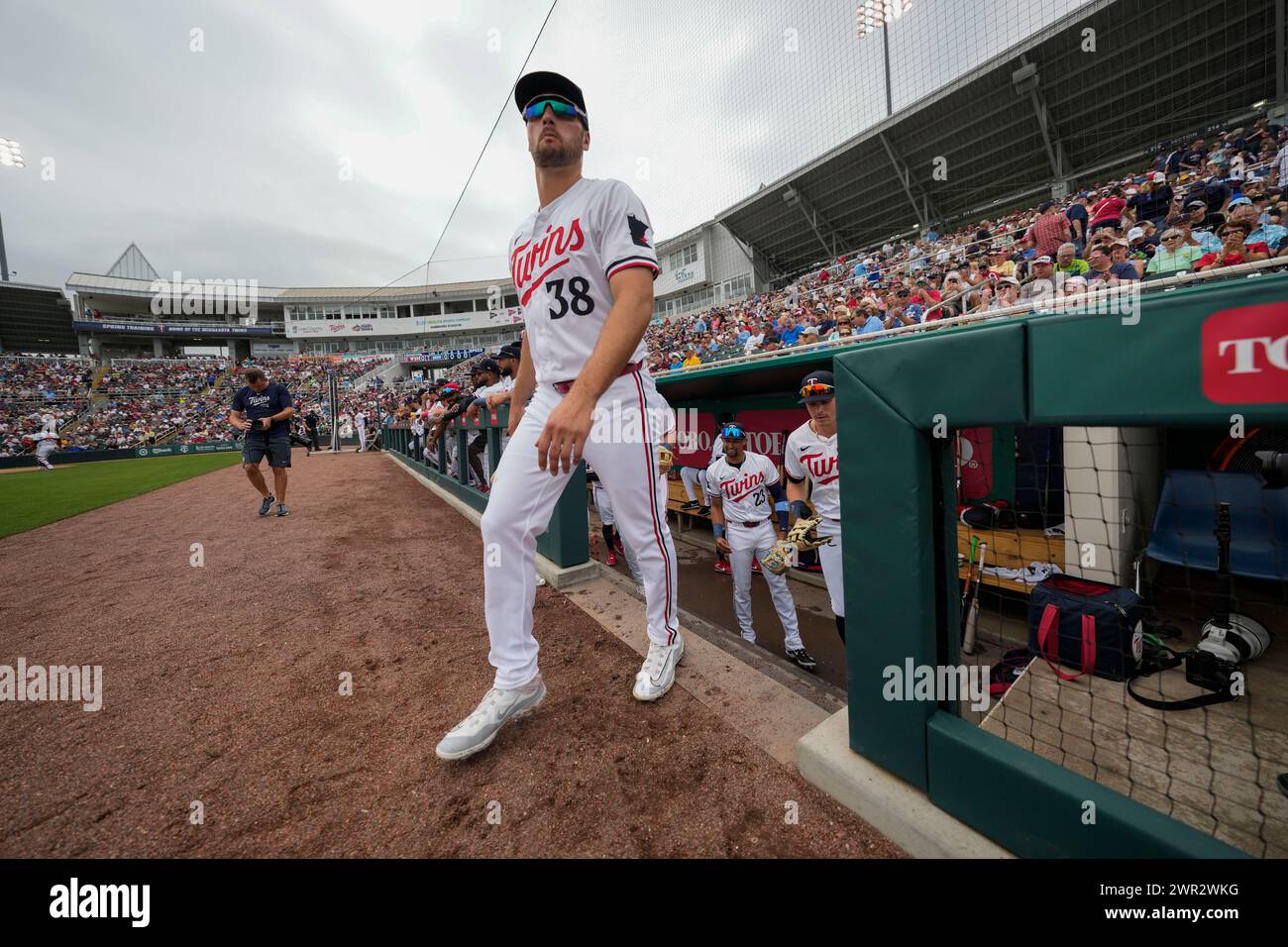 Minnesota Twins right fielder Matt Wallner (38) takes to the field ...