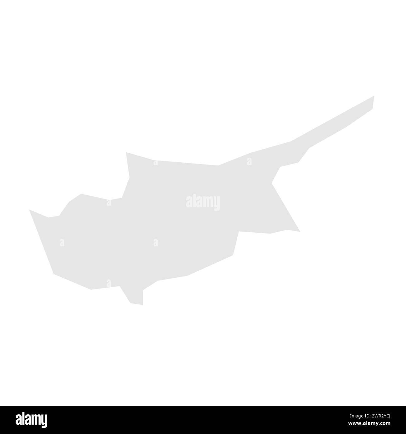 Cyprus country simplified map. Light grey silhouette with sharp corners ...