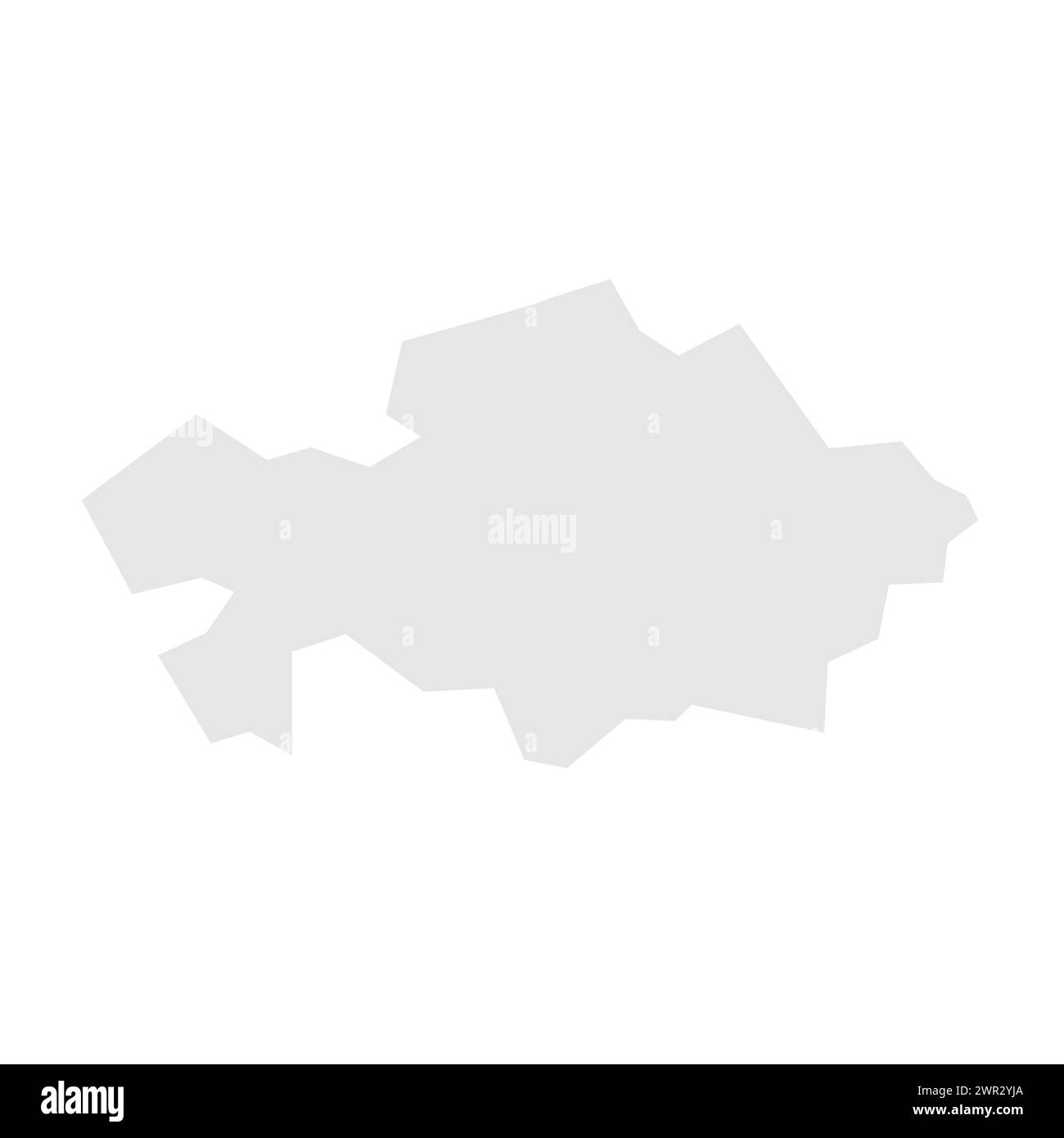Kazakhstan country simplified map. Light grey silhouette with sharp ...