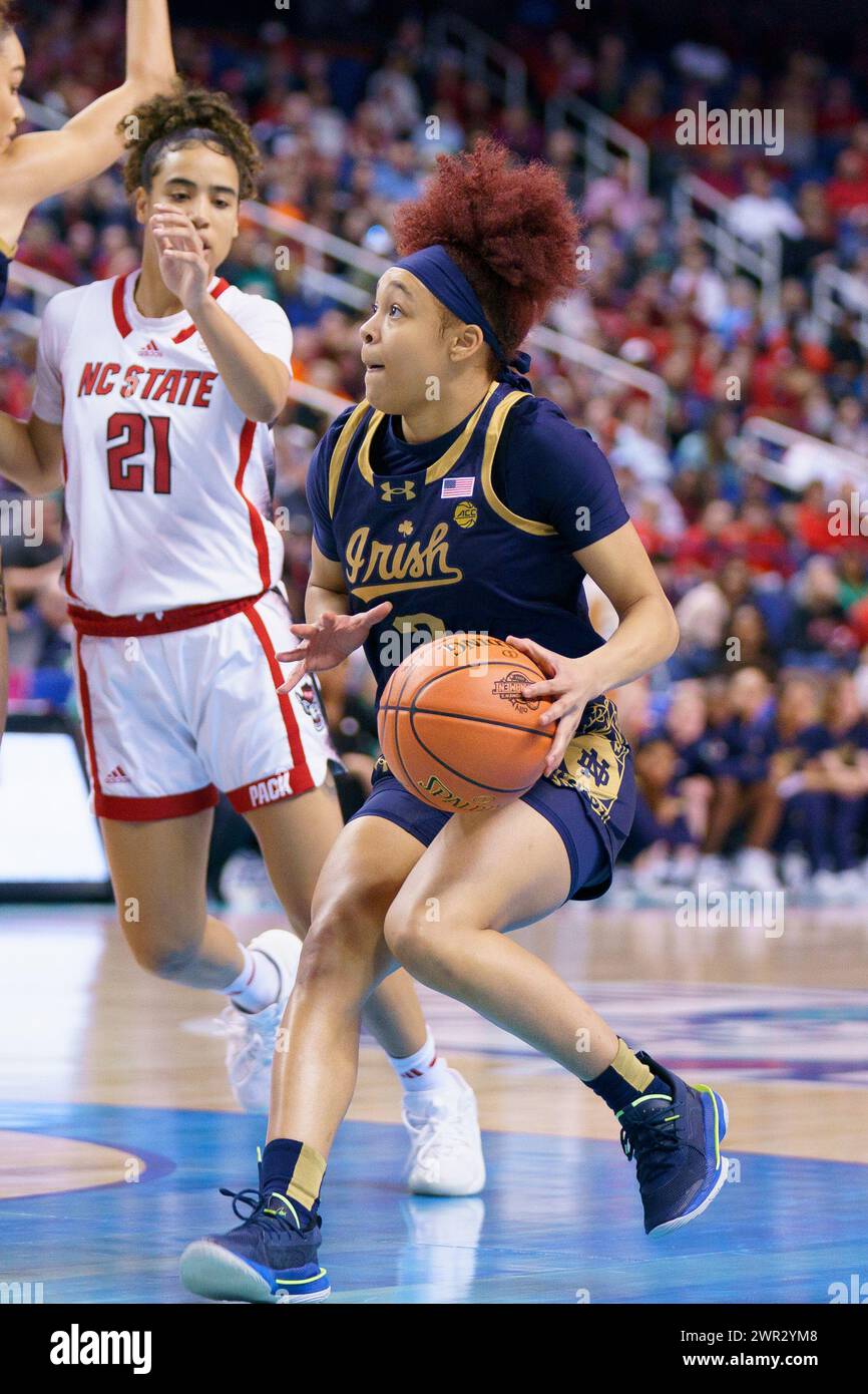 Greensboro, North Carolina, USA. 10th Mar, 2024. Notre Dame guard and 2024 ACC Tournament MVP ...