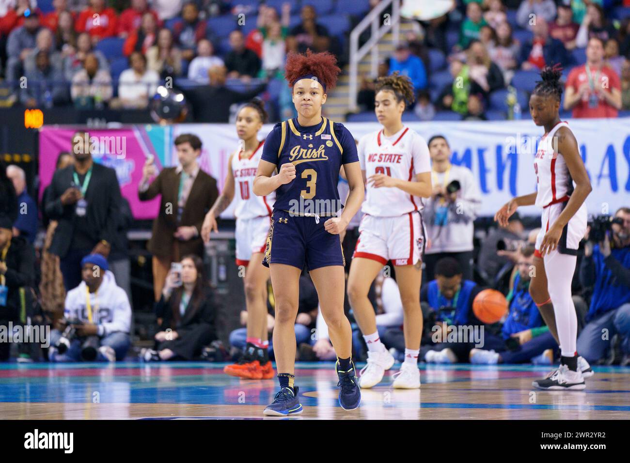 Greensboro, North Carolina, USA. 10th Mar, 2024. Notre Dame guard and 2024 ACC Tournament MVP ...