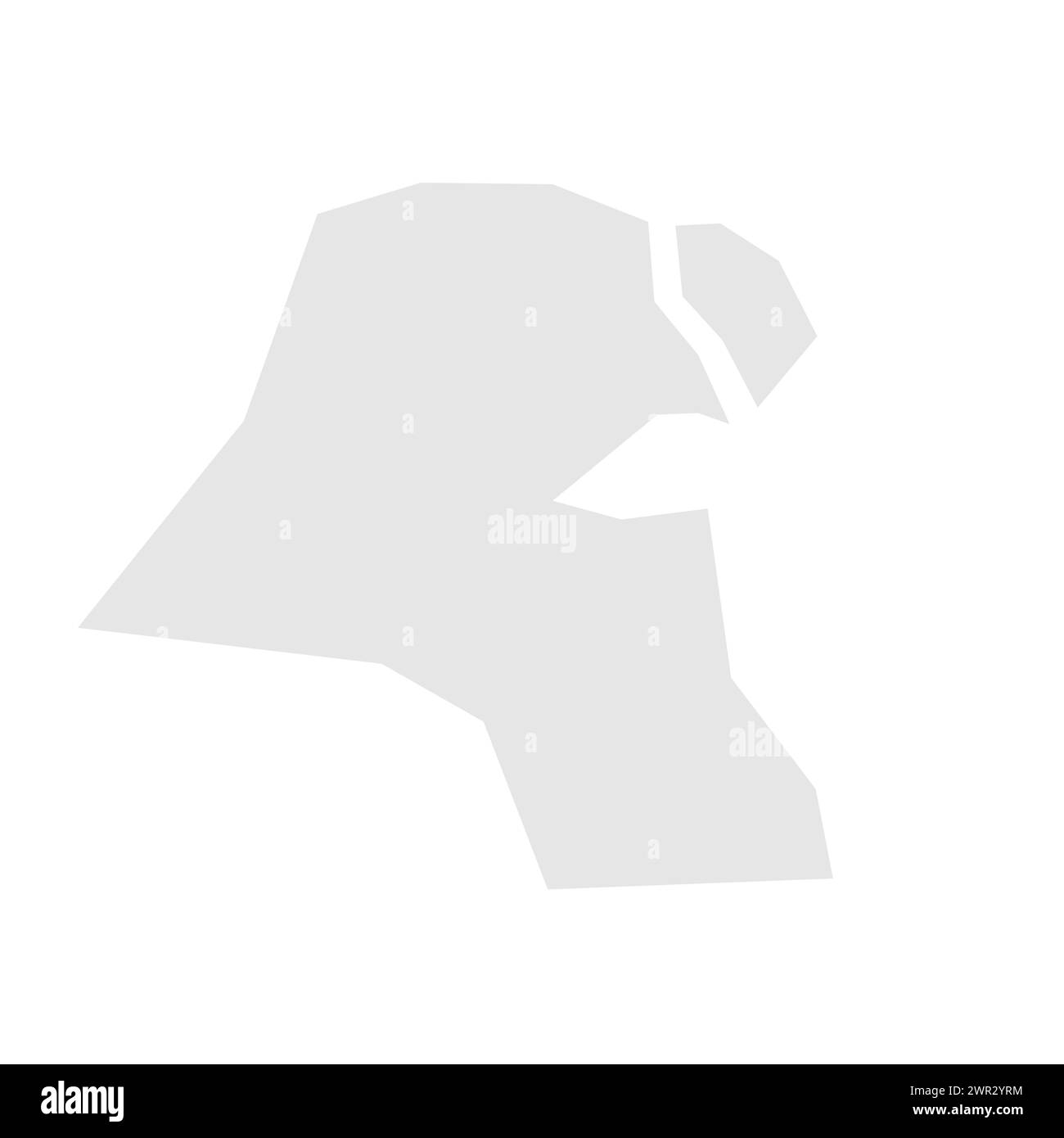 Kuwait country simplified map. Light grey silhouette with sharp corners isolated on white ...