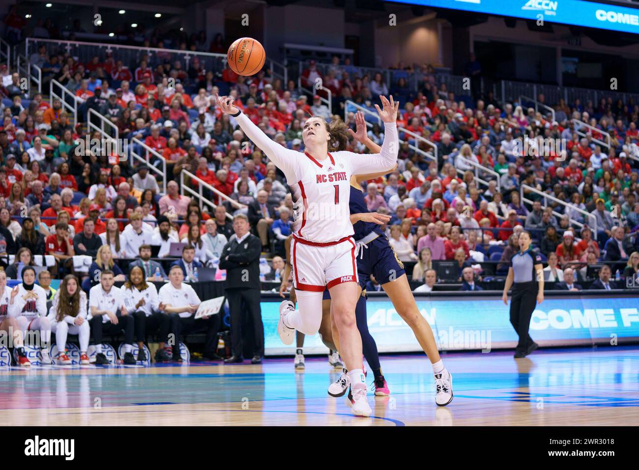Greensboro, North Carolina, USA. 10th Mar, 2024. NC State center RIVER BALDWIN attempts a shot ...