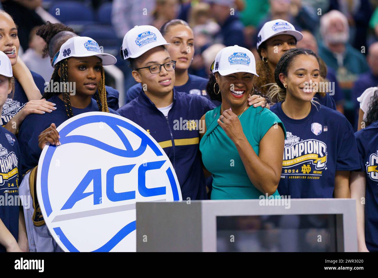 Greensboro, North Carolina, USA. 10th Mar, 2024. Notre Dame coach NIELE IVEY smiles after ...