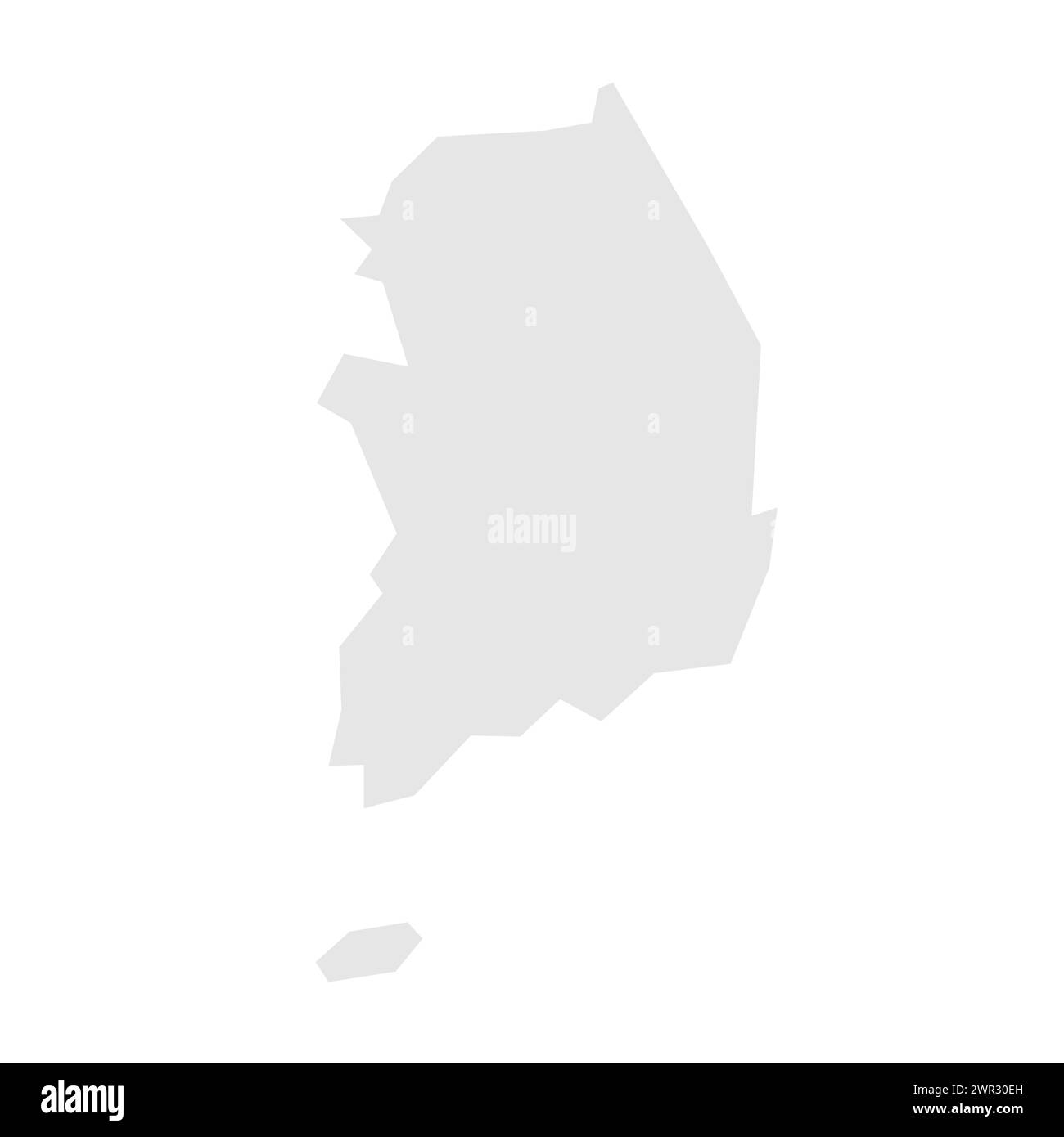 South Korea country simplified map. Light grey silhouette with sharp ...