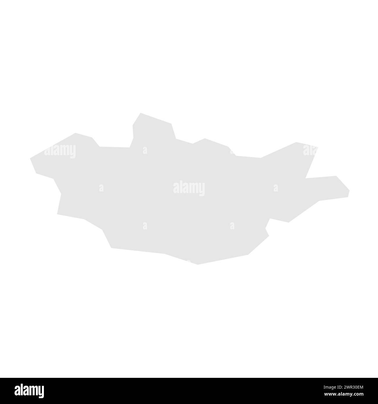 Mongolia country simplified map. Light grey silhouette with sharp ...