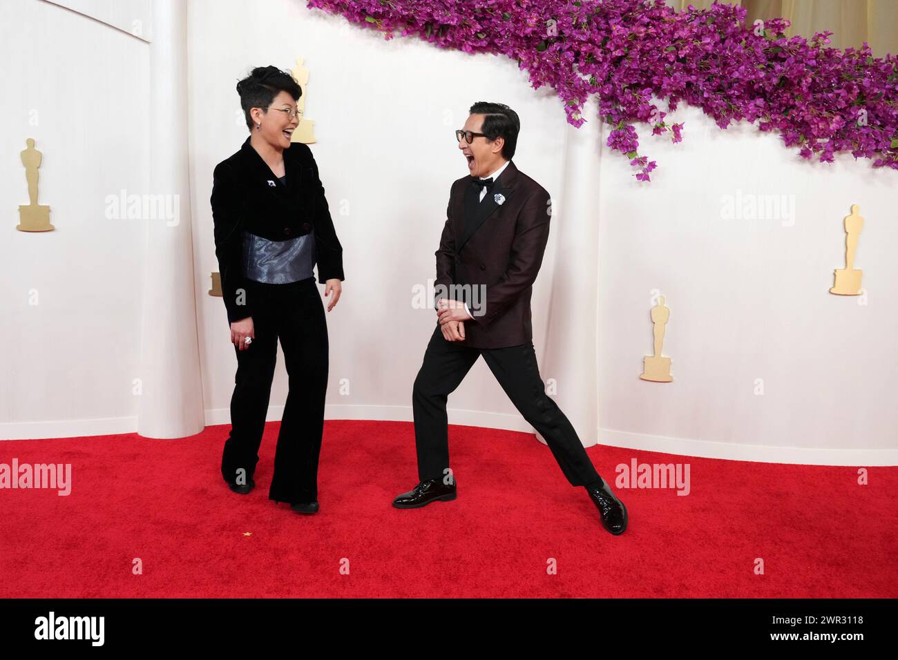 Echo Quan, left, and Ke Huy Quan arrive at the Oscars on Sunday, March ...
