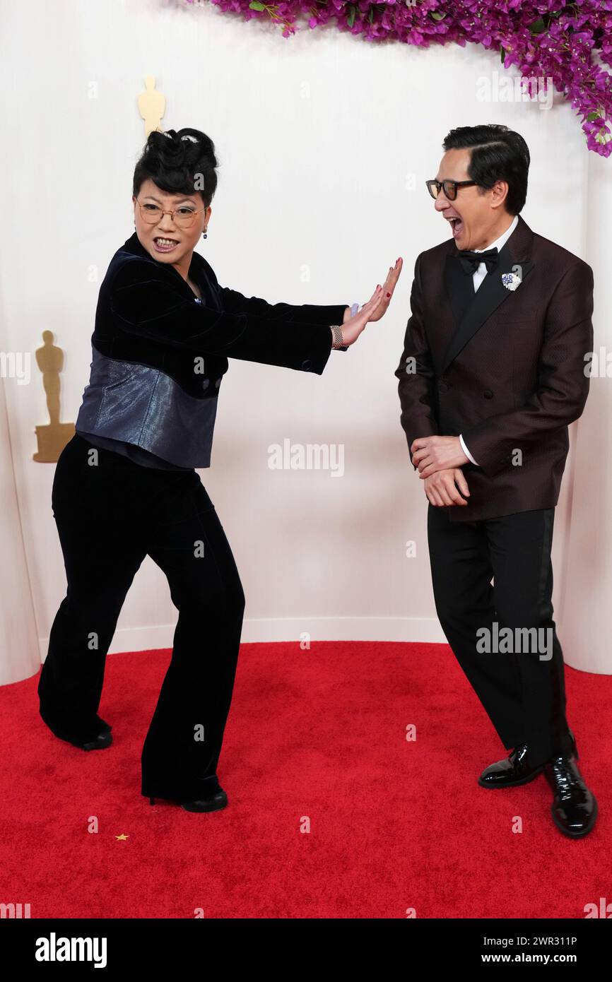 Echo Quan, left, and Ke Huy Quan arrive at the Oscars on Sunday, March ...