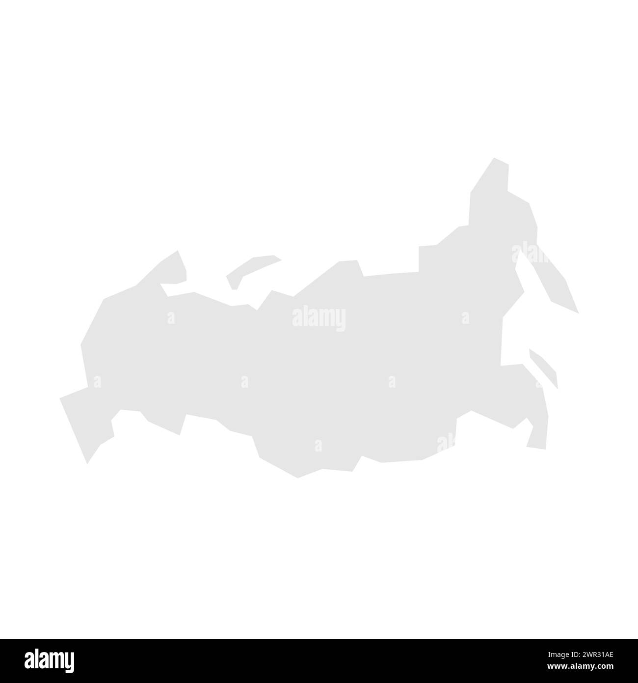 Russia country simplified map. Light grey silhouette with sharp corners ...