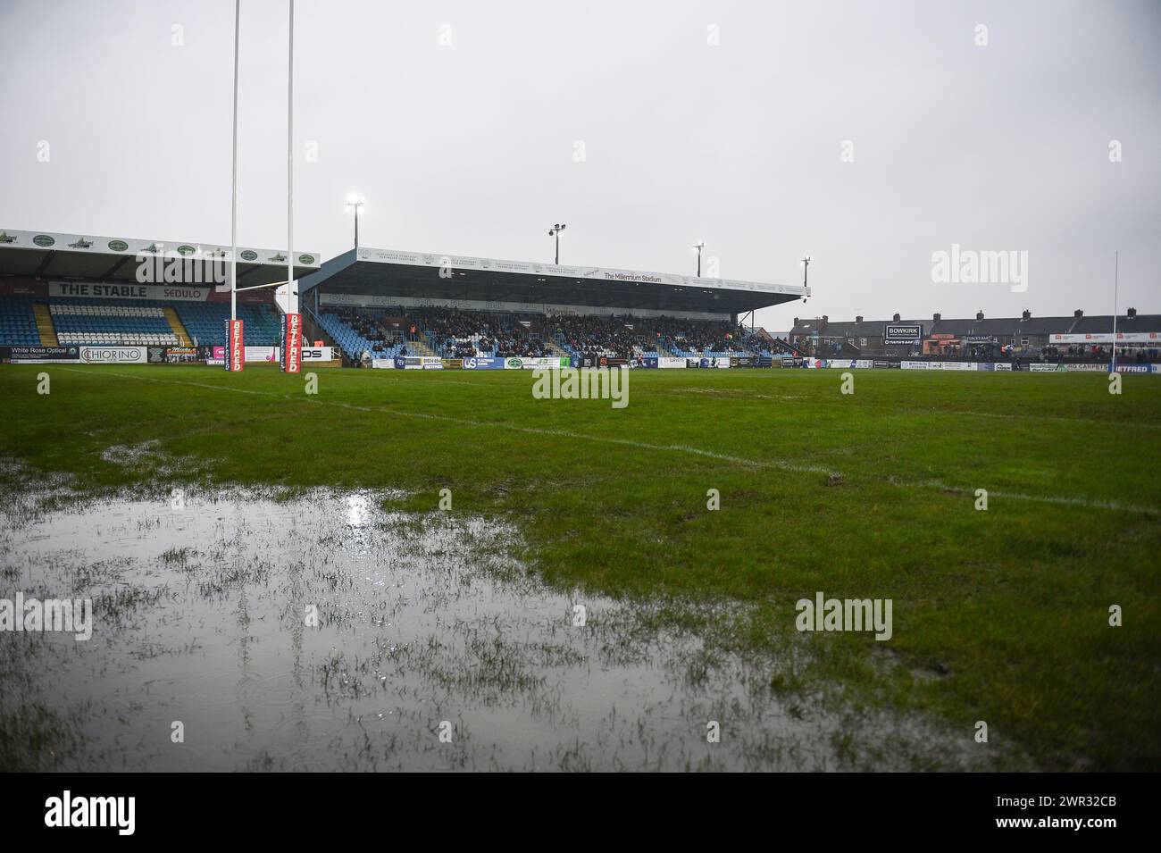 Waterlogged football pitch hi-res stock photography and images - Alamy