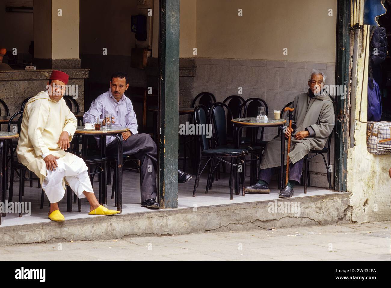Fez, Morocco - Coffee Shop in the Old City. Customers show that both ...