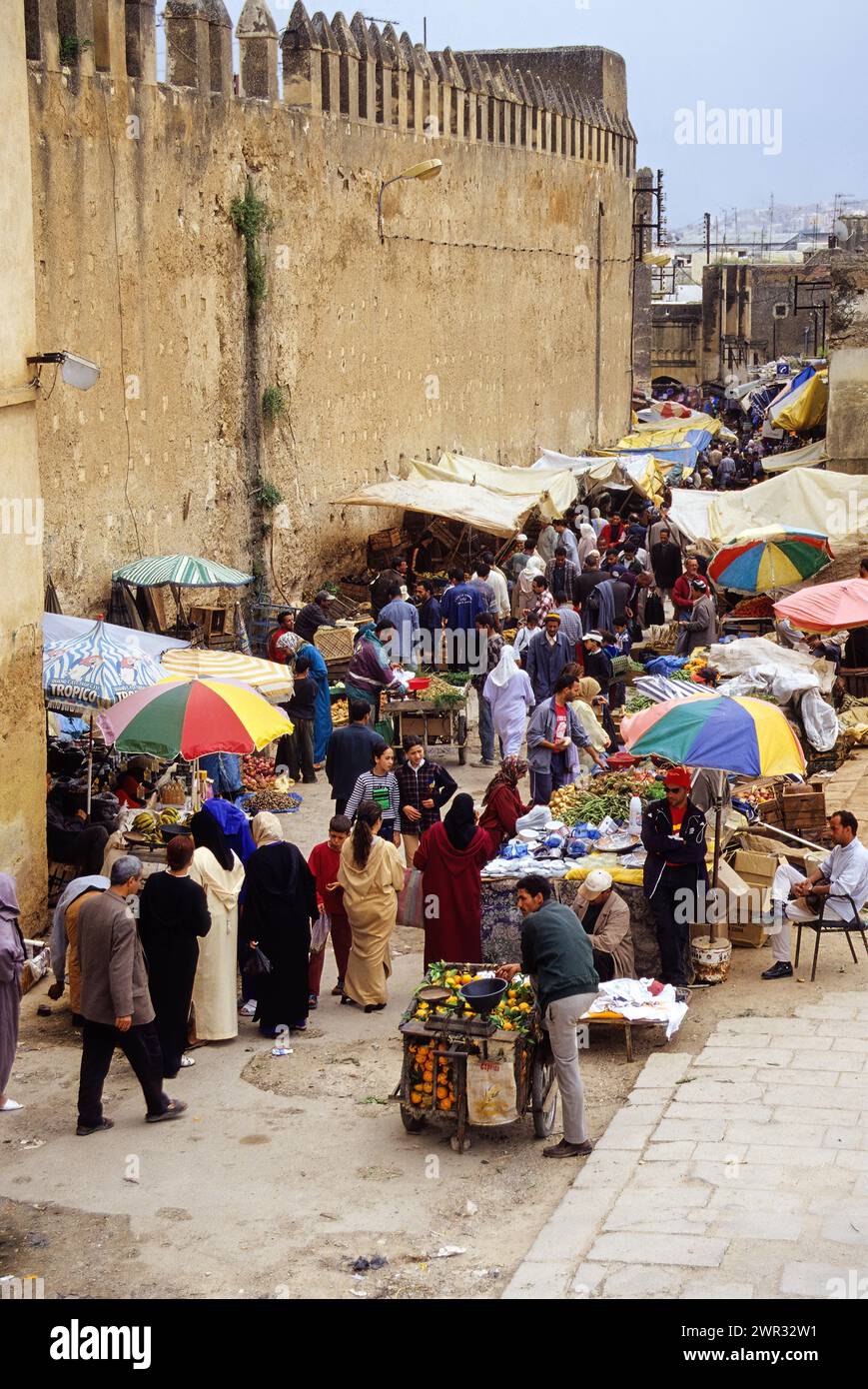 Fez, Morocco - Bab El-Mahrouk Fruit and Vegetable Market Stock Photo ...