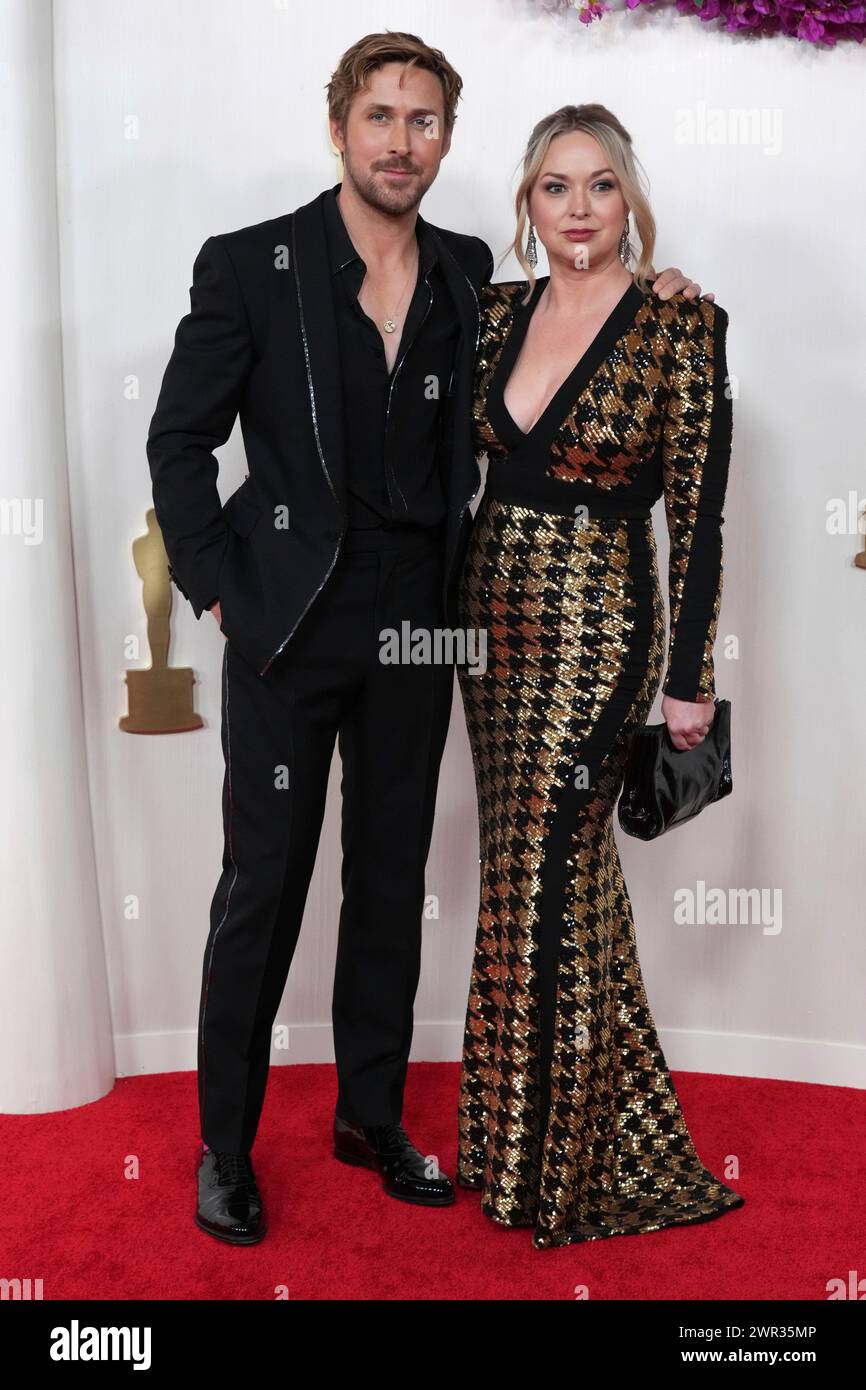 Ryan Gosling, left, and Mandi Gosling arrive at the Oscars on Sunday ...