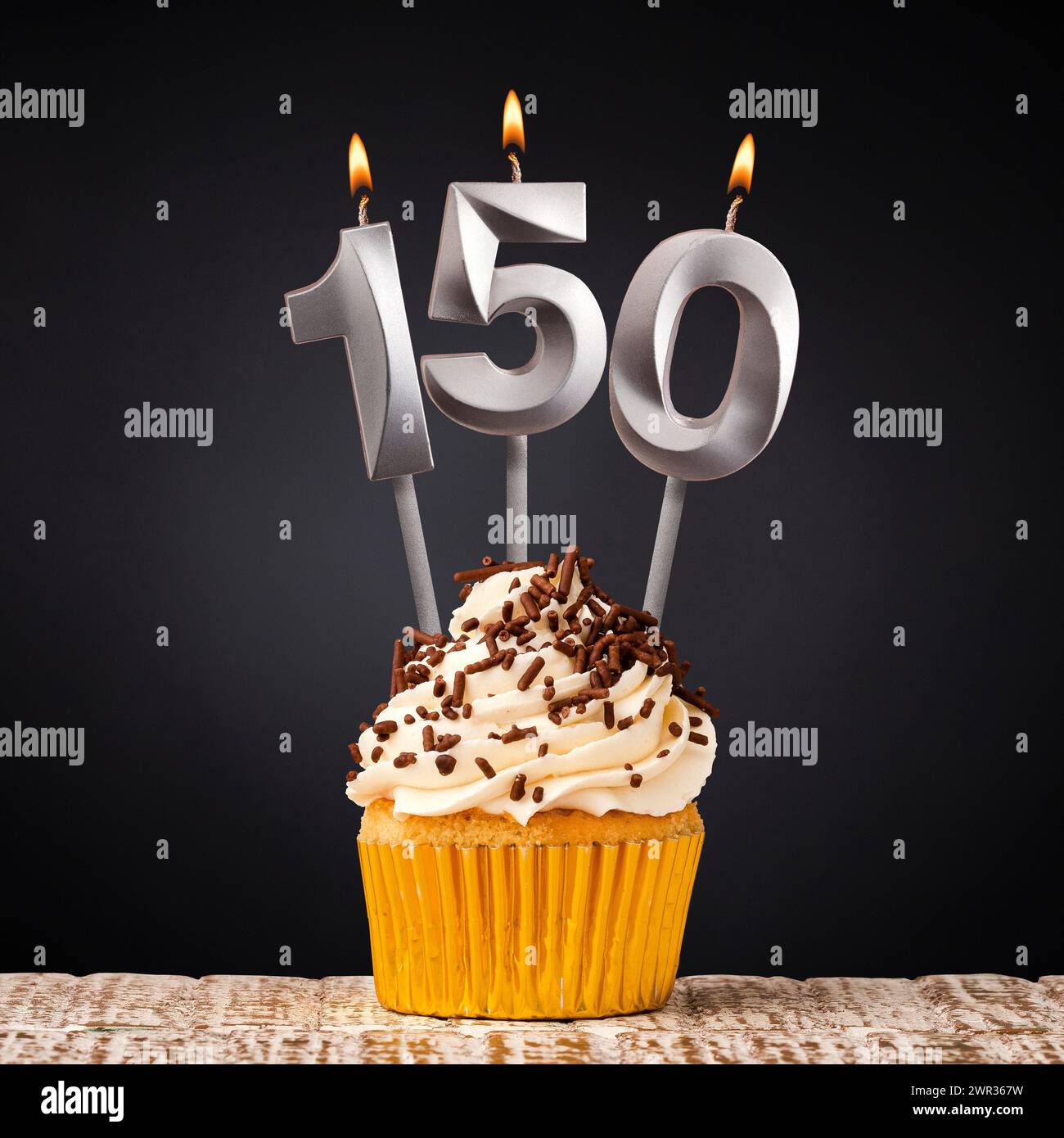 Number of followers or likes - Candle number 150 Stock Photo - Alamy