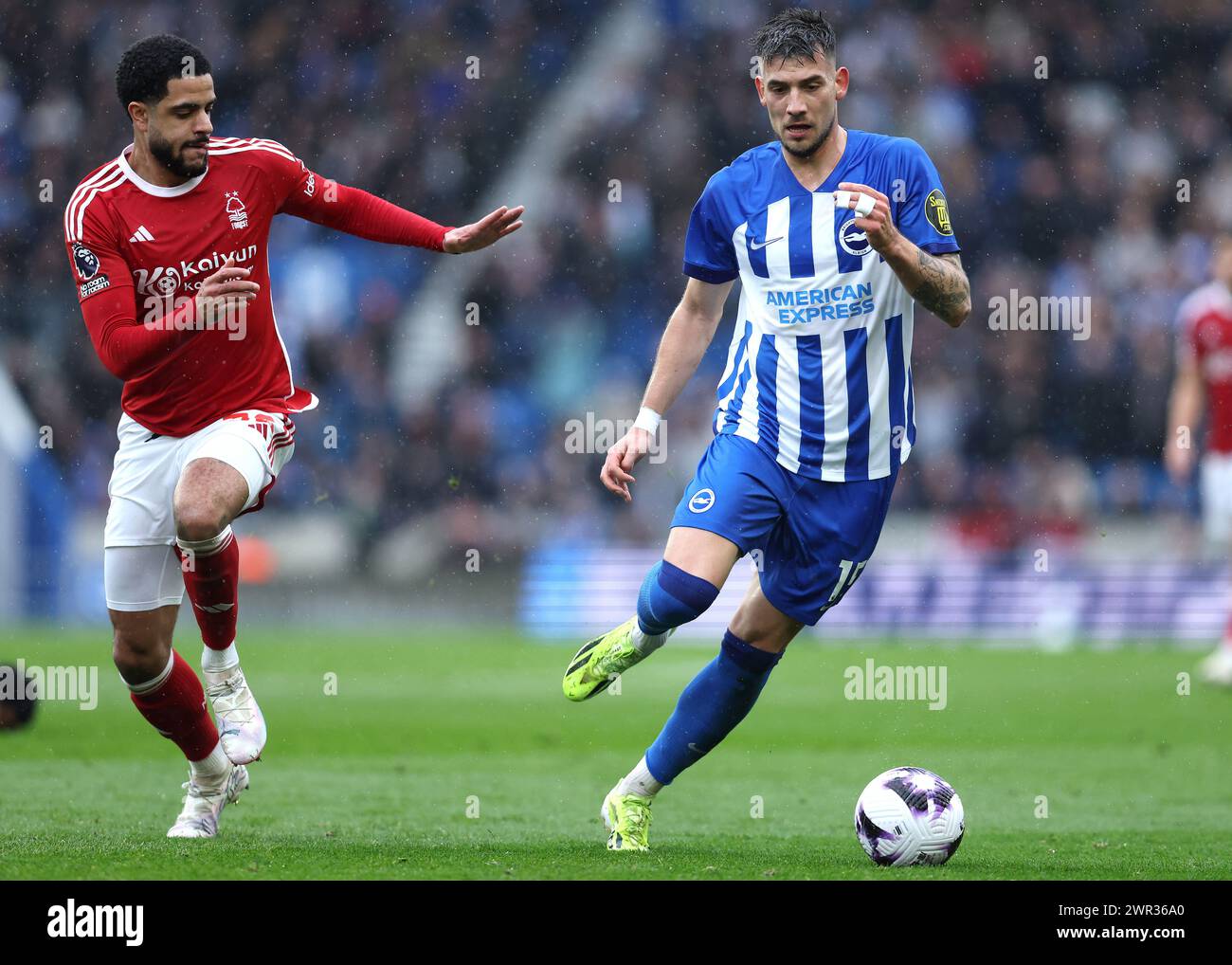 Brighton and Hove, UK. 10th Mar, 2024. Andrew Omobamidele of Nottingham ...
