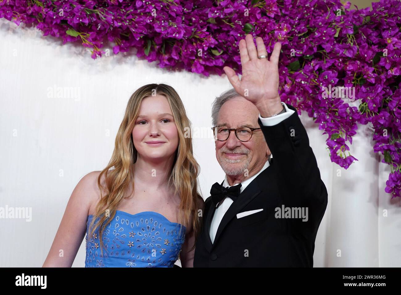 Eve Gavigan, left, and Steven Spielberg arrive at the Oscars on Sunday ...