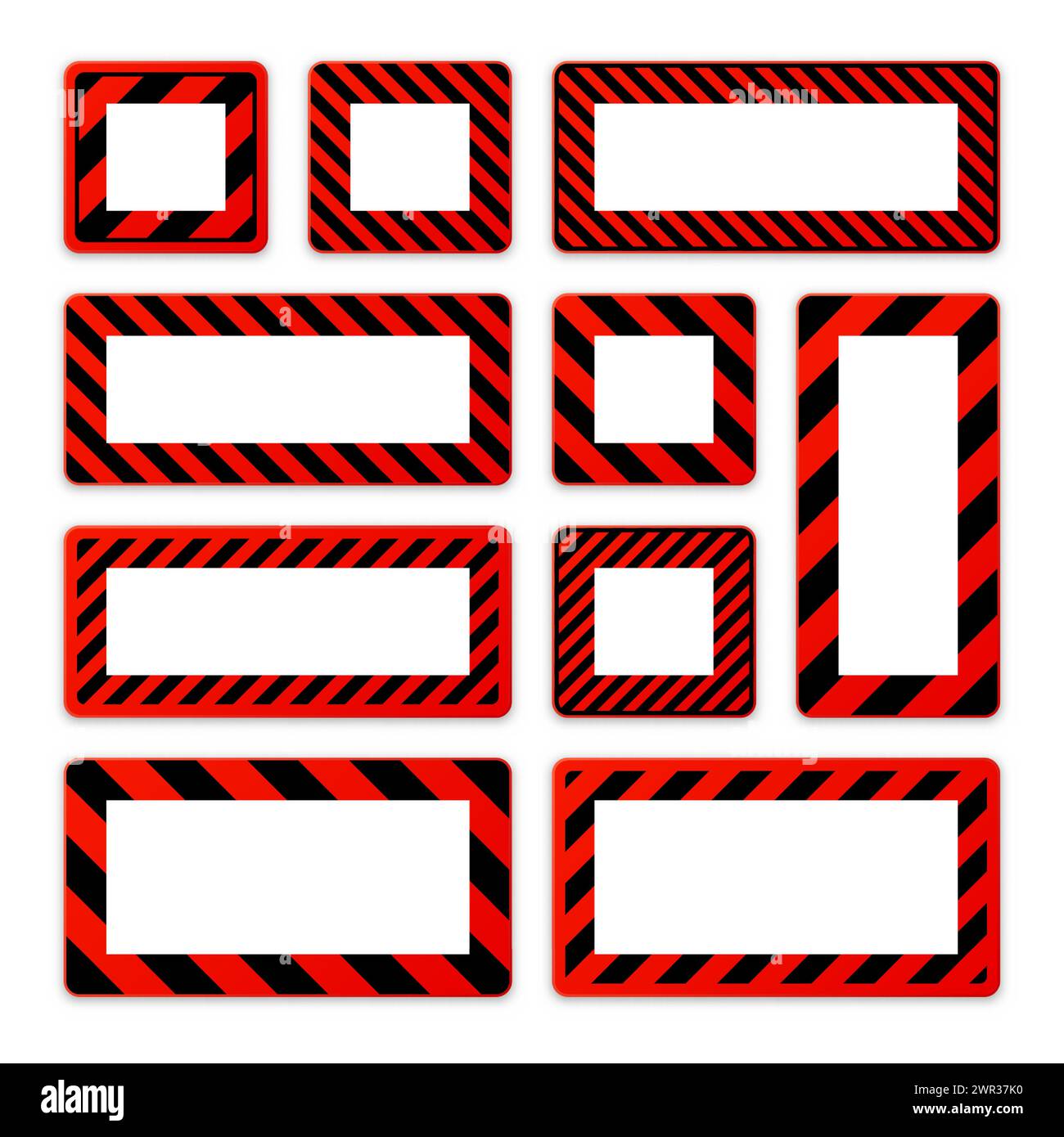 Various blank warning signs with diagonal lines. Yellow attention ...