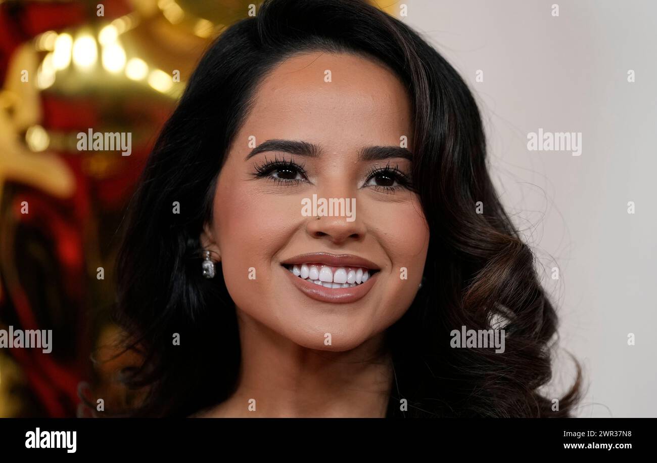 Becky G arrives at the Oscars on Sunday, March 10, 2024, at the Dolby ...