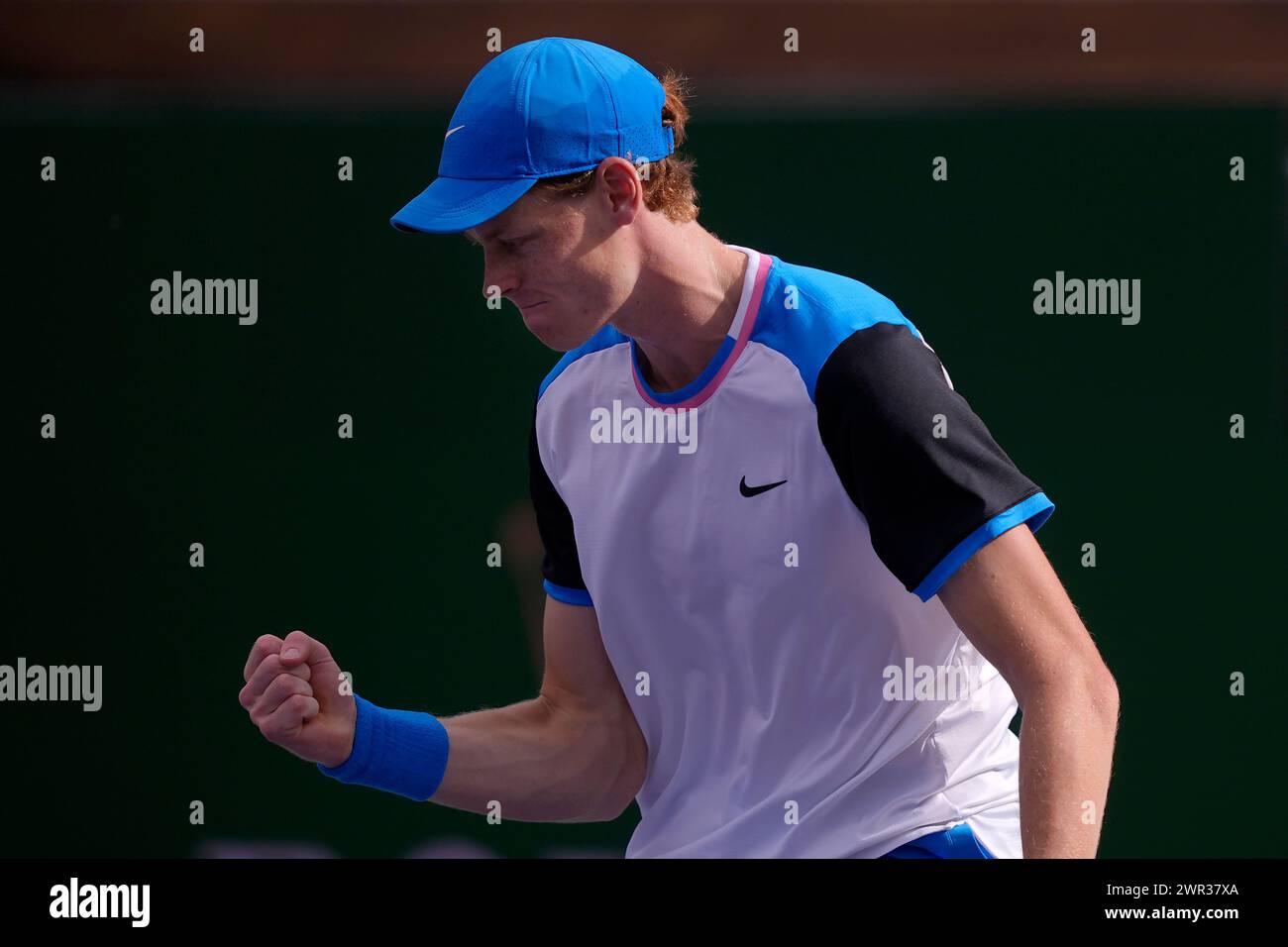 Jannik Sinner, of Italy, reacts after winning a game against Jan ...