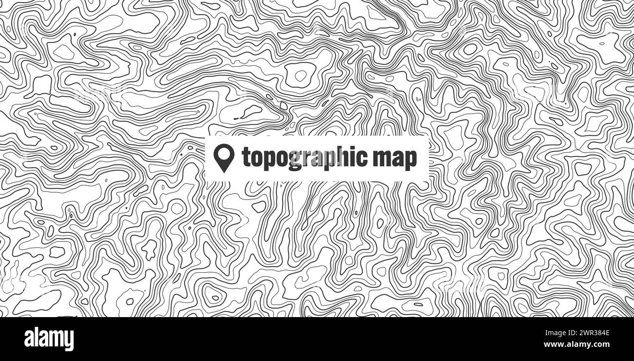 Topographic map with contour lines. Geographic terrain grid, relief height elevation. Ground ...